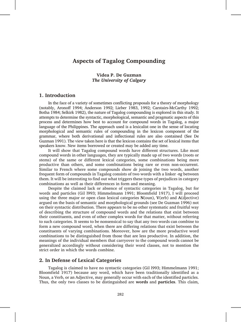 Linguists Exploring Tagalog Compounds | PDF | Word | Part Of Speech