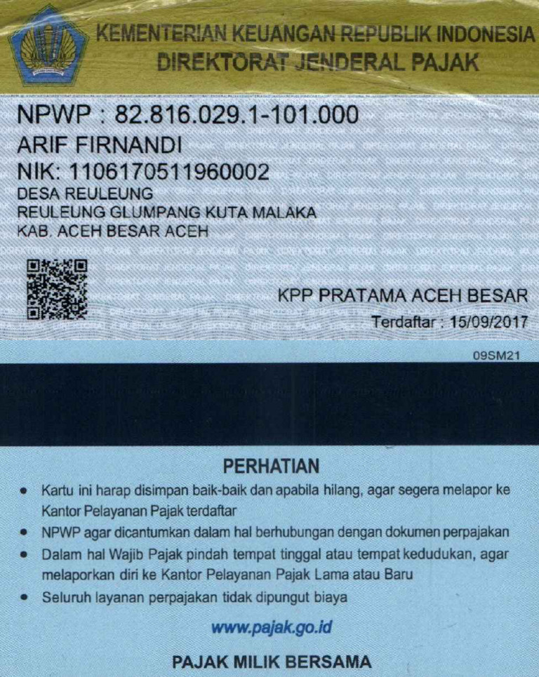 NPWP Arif Firnandi | PDF