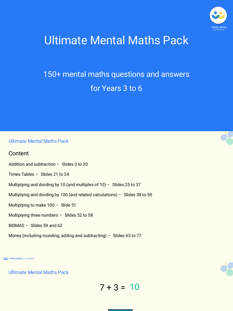 Ultimate Mental Maths Pack | PDF | Multiplication | Mathematics