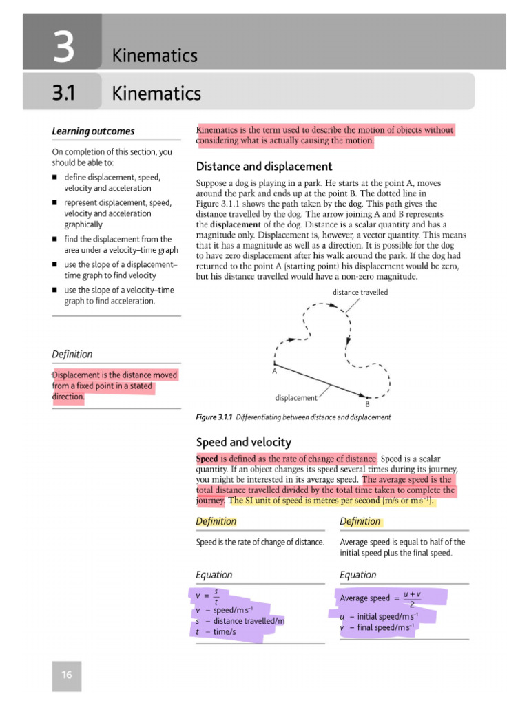 Kinematics - Study Guide Notes-03-10-24 | PDF