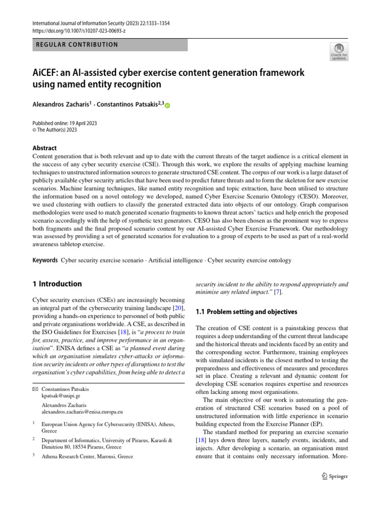 AiCEF - An AI-assisted Cyber Exercise Content Generation Framework ... AiCEF - An AI-assisted Cyber Exercise Content Generation Framework ...