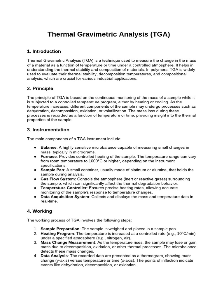 TGA: Principles and Polymer Applications | PDF | Thermogravimetric ...