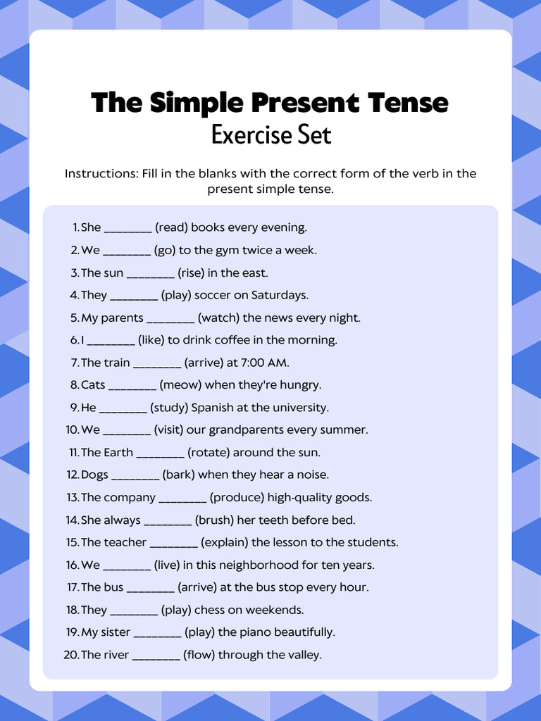 Purple White Simple The Simple Present Tense Elementary Grammar ...