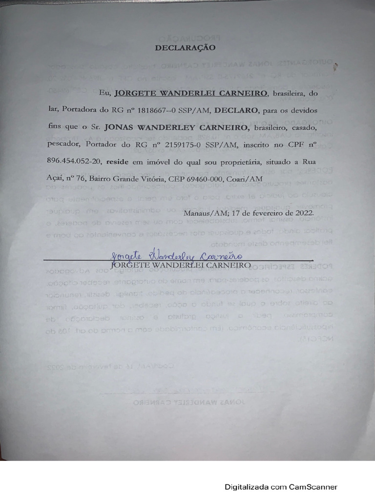 7 Declaração De Moradia Pdf