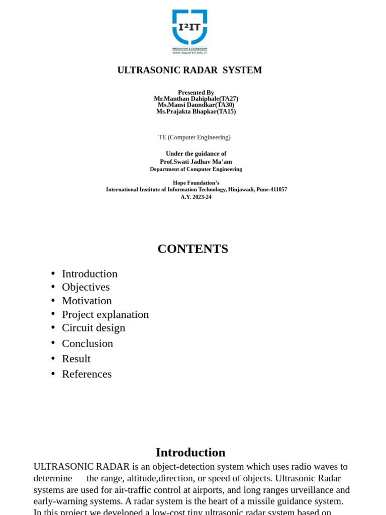 Ultrasonic Radar System | PDF | Radar | Ultrasound