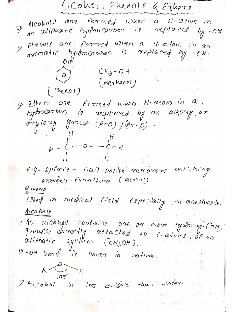 Alcohol, Phenol, Ether | PDF