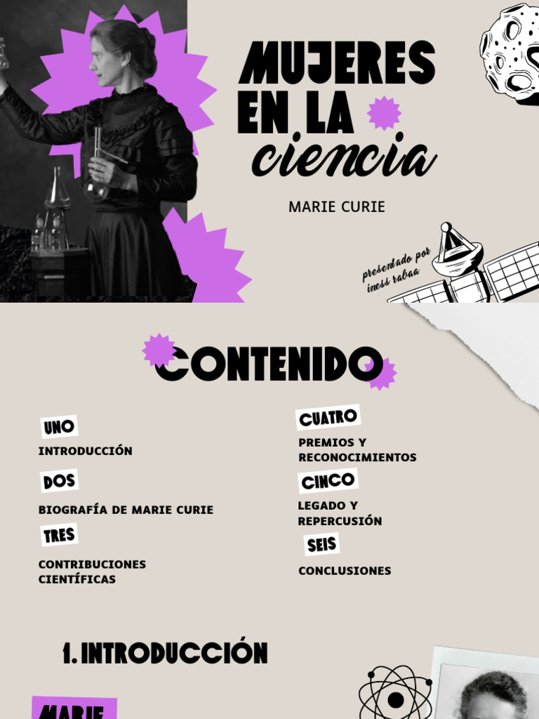 Presentación Mujeres en La Ciencia Creativo Morado y Negro-2 | PDF ...