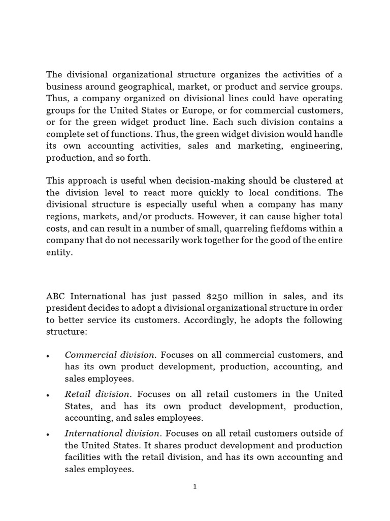 Divisional Structure T1C | PDF | Organizational Structure | Business