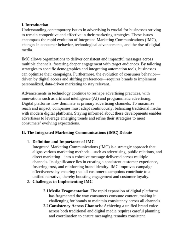 Contemporary Issues in Advertising The Integrated Marketing ...