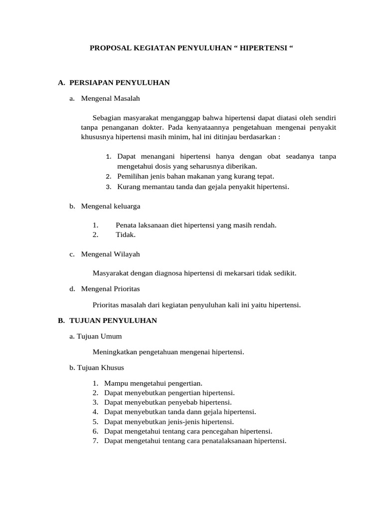 Dokumen - Tips - Proposal Penyuluhan Hipertensi | PDF