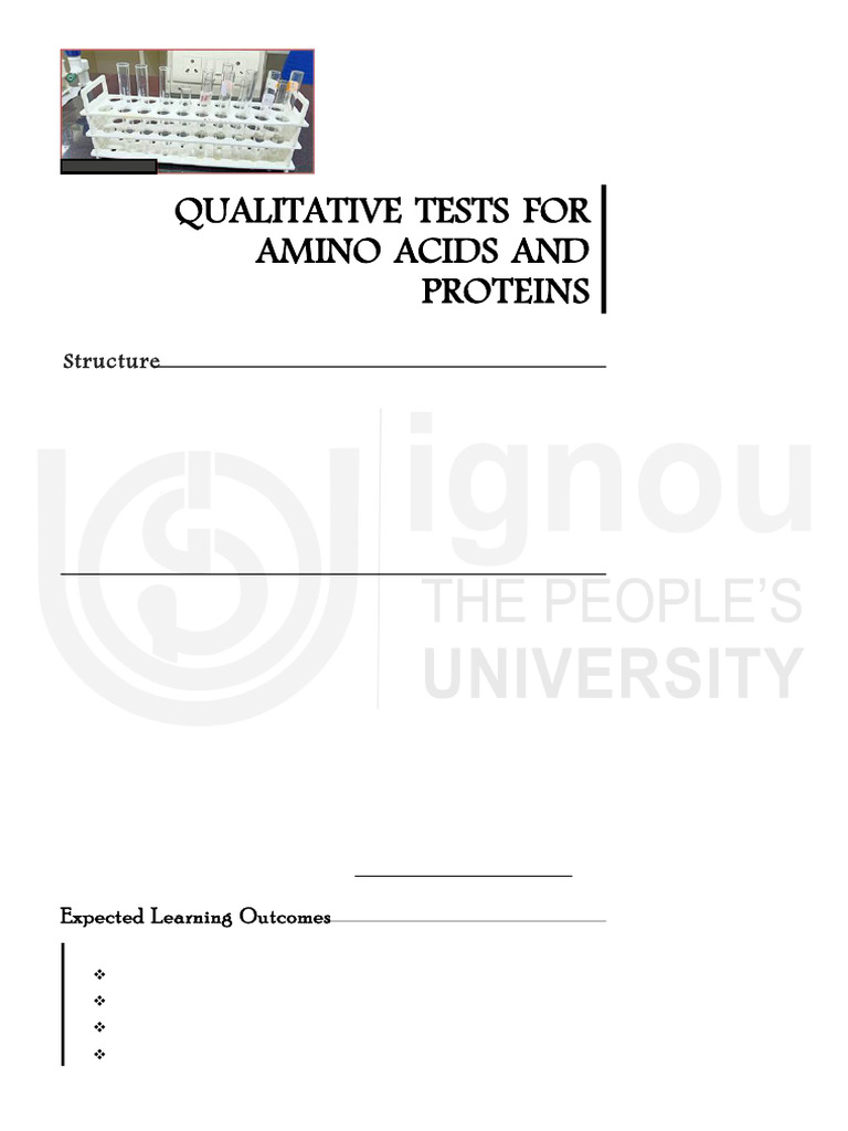 Laboratory - Qualitative Tests For Amino Acids and Proteins | PDF ...
