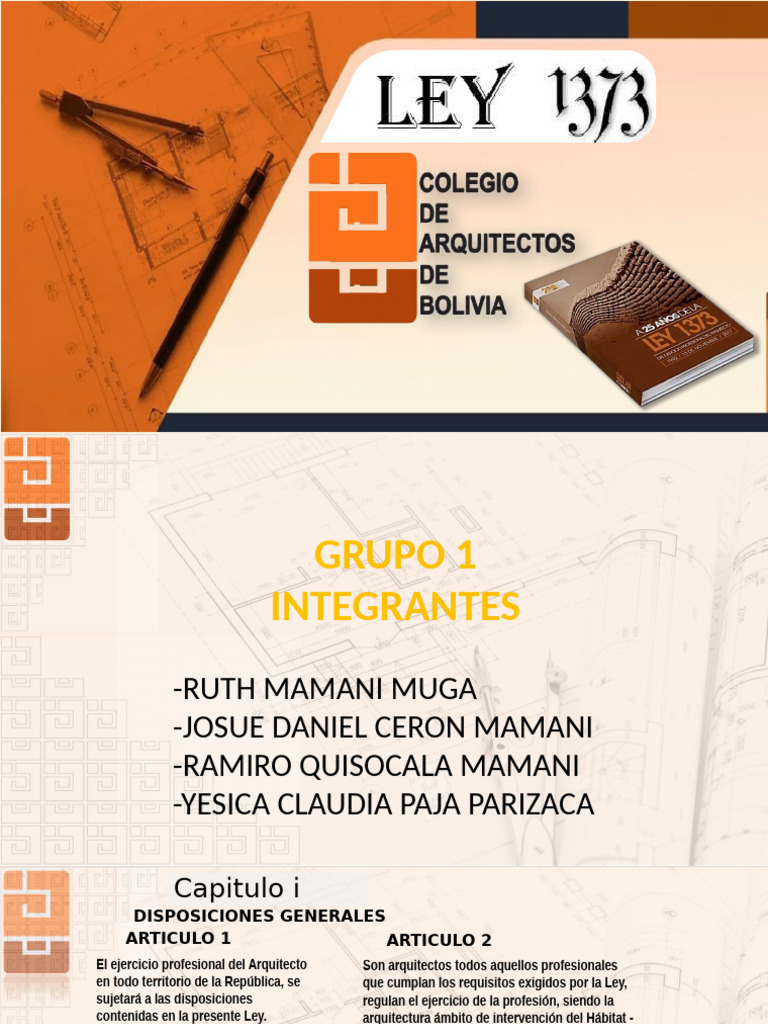 Presentación Practica Profesional Ley 1373pptx | PDF | Arquitecto | Bolivia