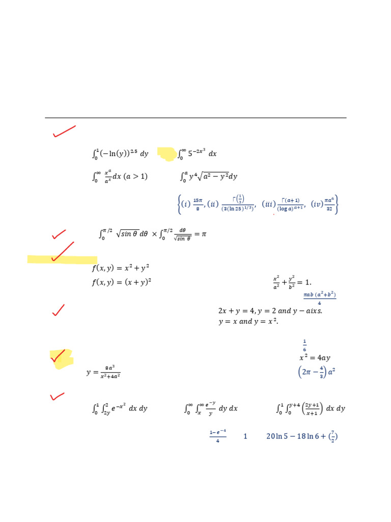 Tut - 6 - Beta Gamma N Double Integrals | PDF | Integral | Functions And Mappings