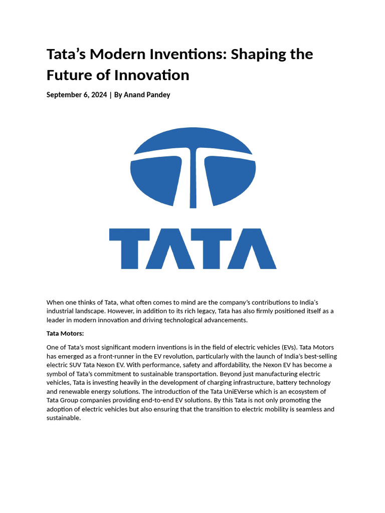 DMM - Blog - Tata Innovation | PDF | Electric Vehicle | Renewable Energy