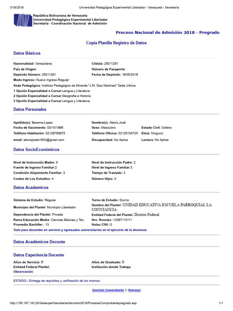 Universidad Pedagógica Experimental Libertador - Venezuela - Secretaría ...