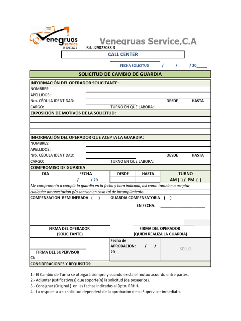 Formato Cambio de Guardia | PDF
