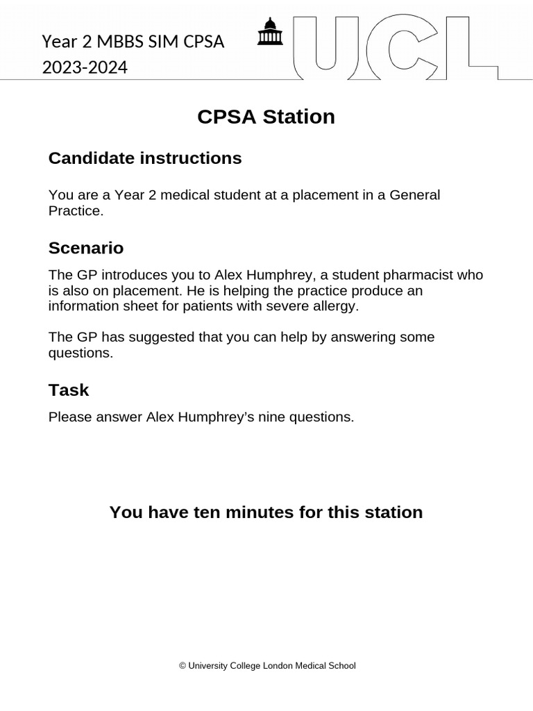 Y2 Anaphylaxis Discussion Sim CPSA | PDF | Allergy | Food Allergy
