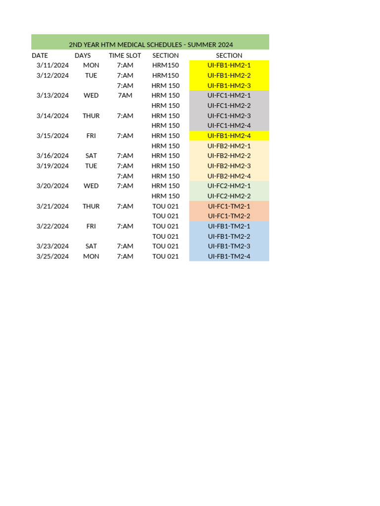 Intership Medical Schedules | PDF