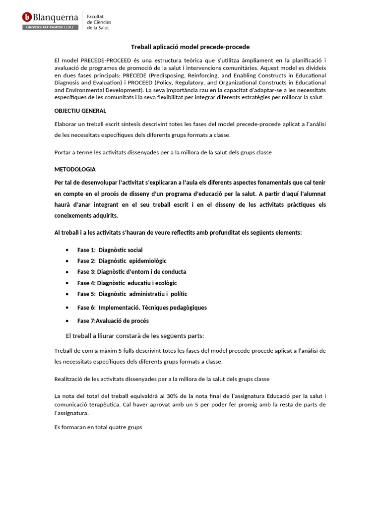 Treball Model Precede-Procede | PDF