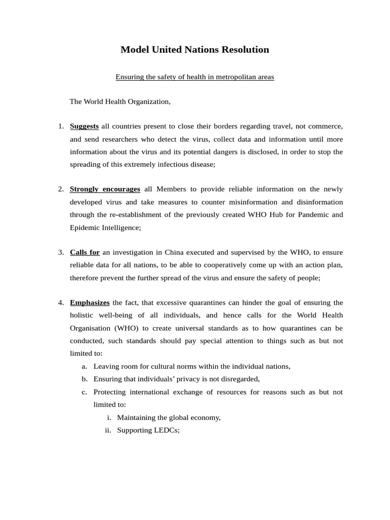BIMUN 2023 Final WHO Resolution | PDF | World Health Organization ...