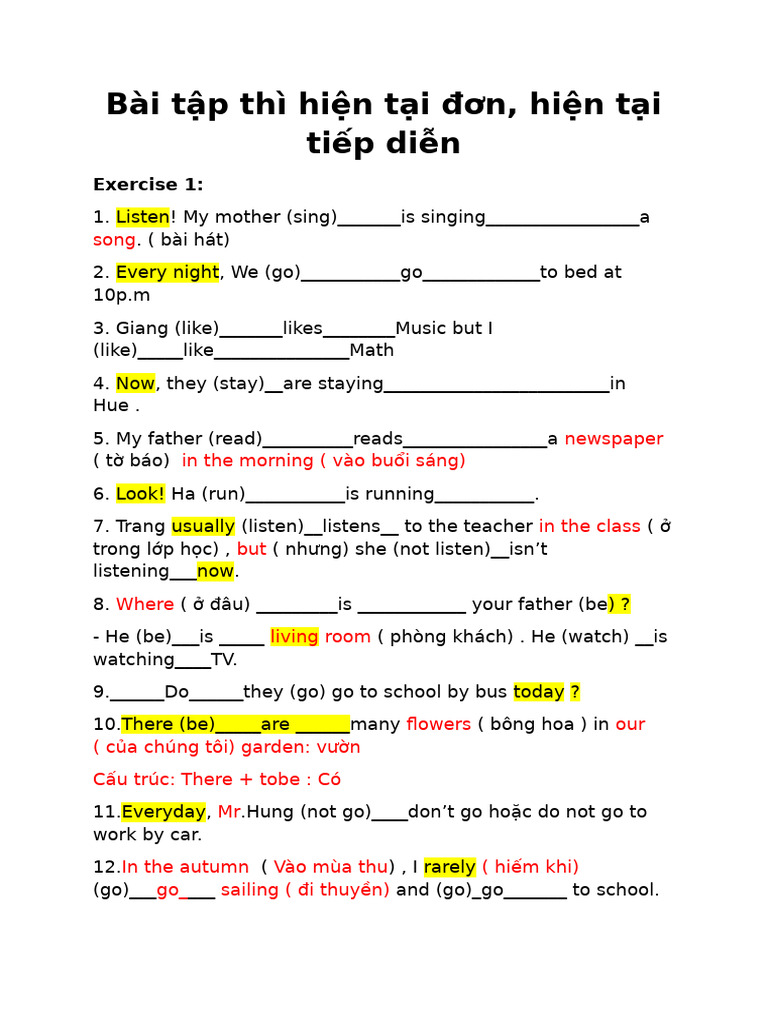 Homework - Present Simple, Continous | PDF