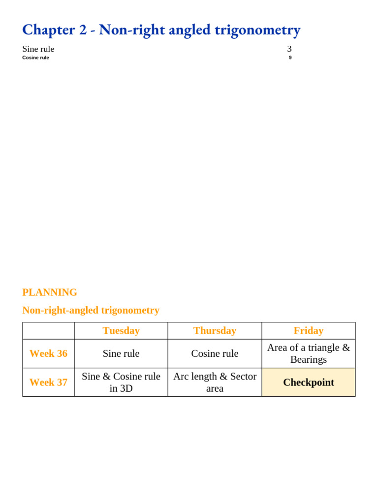 Non-Right Angled Trigonometry Guide | PDF | Rotation | Geometry