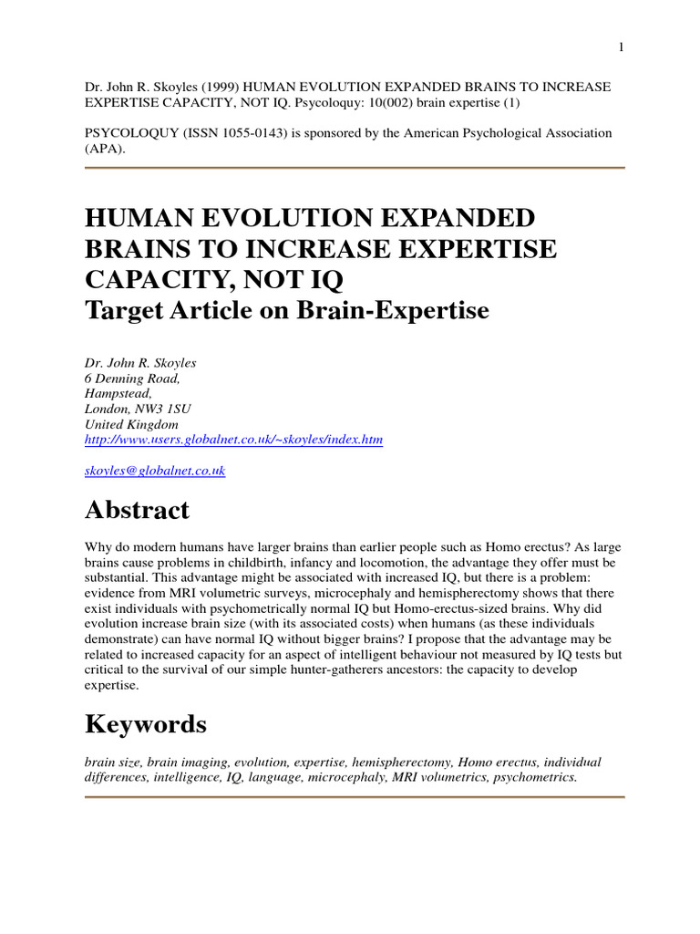 Human Evolution Expanded Brains To Incre | PDF | Intelligence Quotient ...