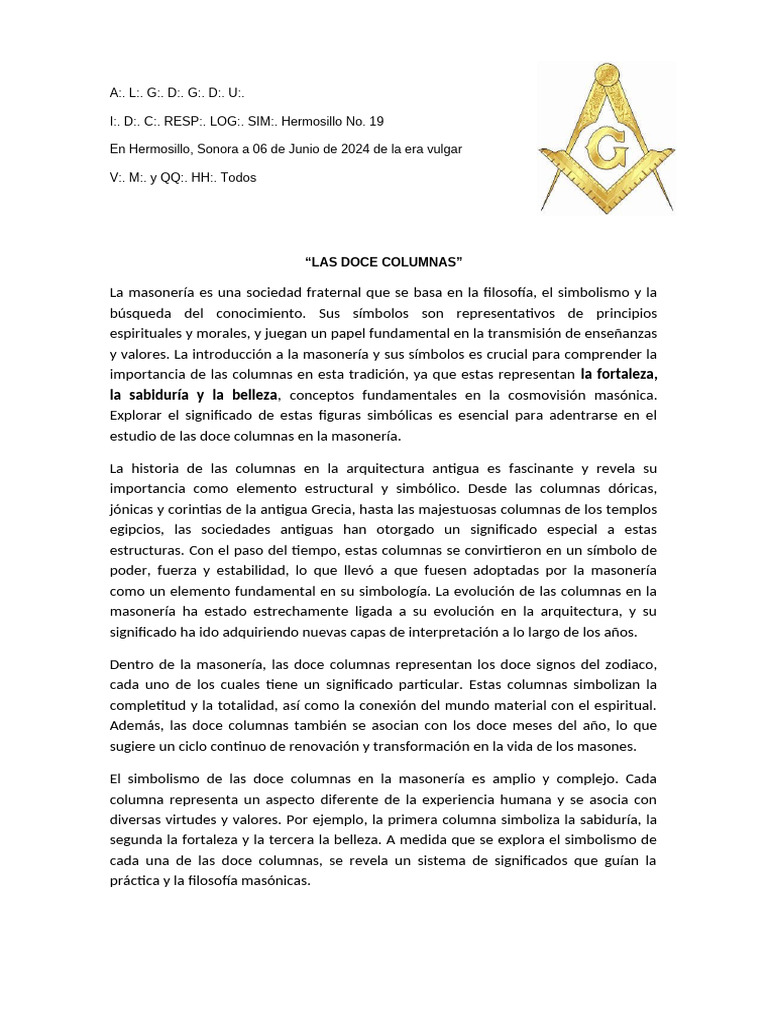 Las 12 Columnas | PDF | Virtud | Los símbolos