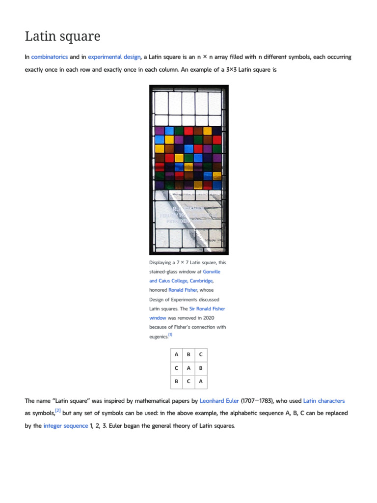 Properties of Latin Squares in Math | PDF | Mathematics | Discrete ...