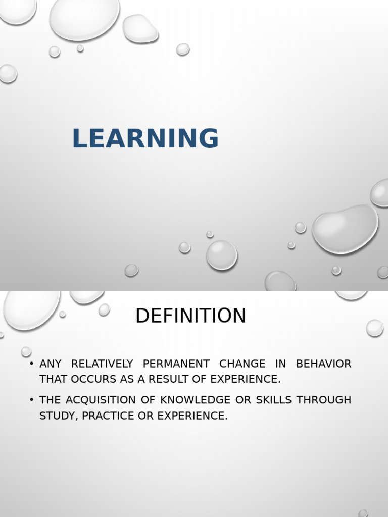 Learning Pps | PDF | Classical Conditioning | Reinforcement