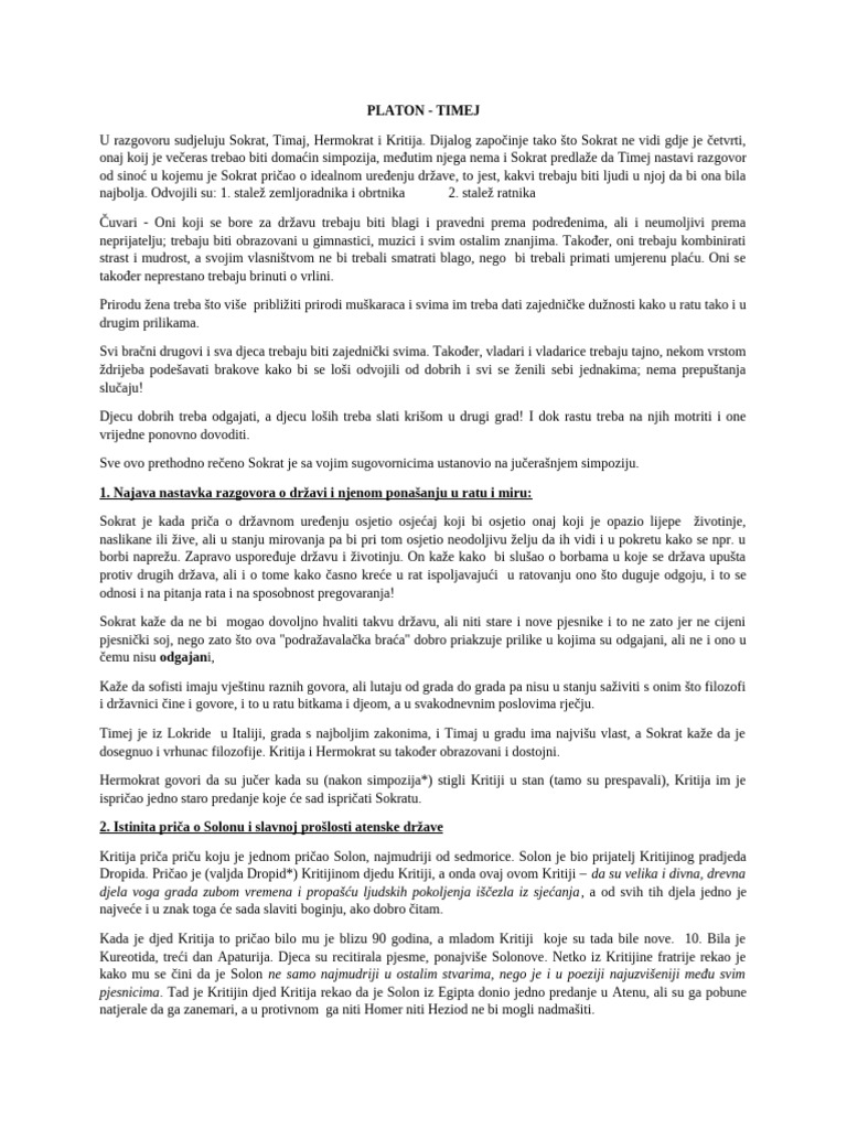 Platon, Skraćena Djela Za Povijest Filozofije II | PDF