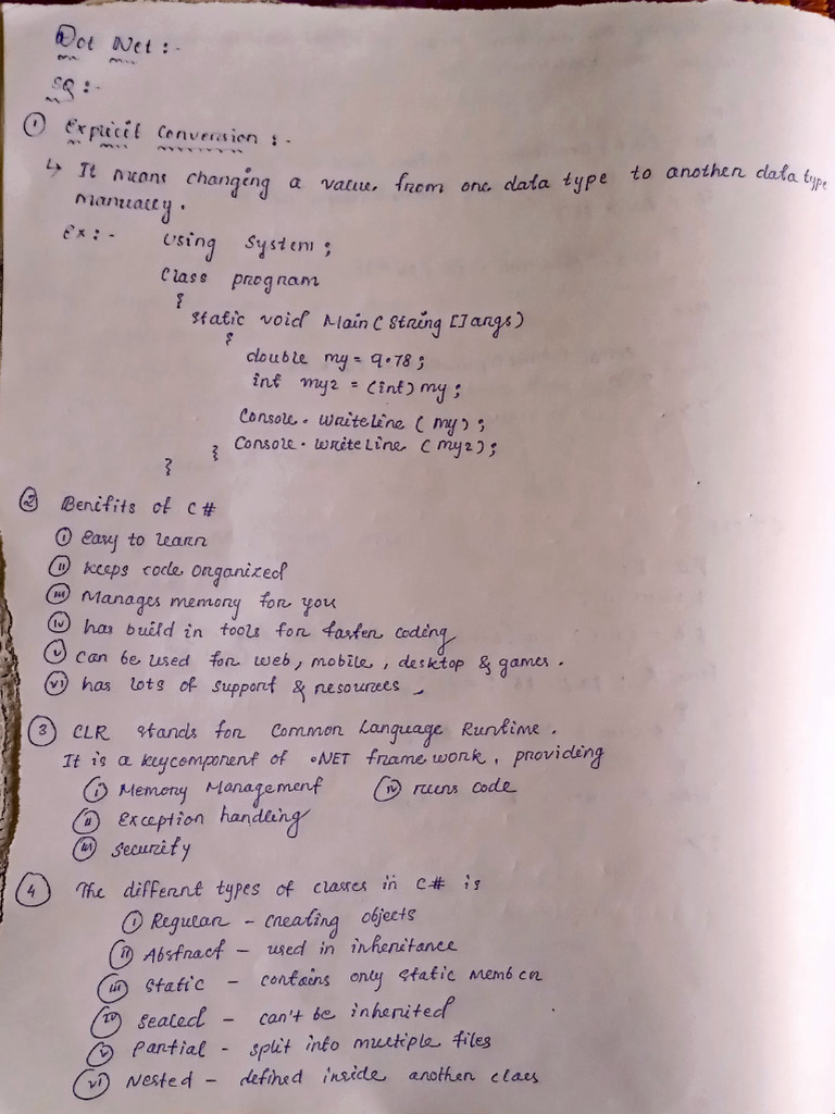 DotNet Practice Short Questions | PDF