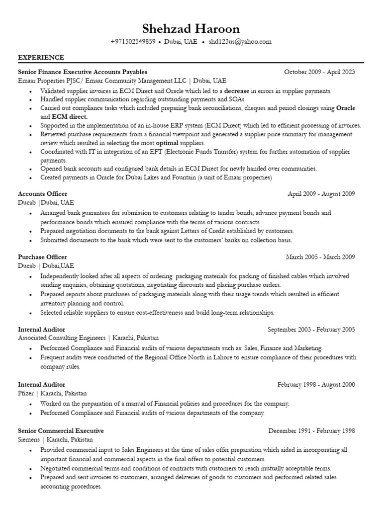 Shehzad Haroon Resume | PDF | Business | Business Economics