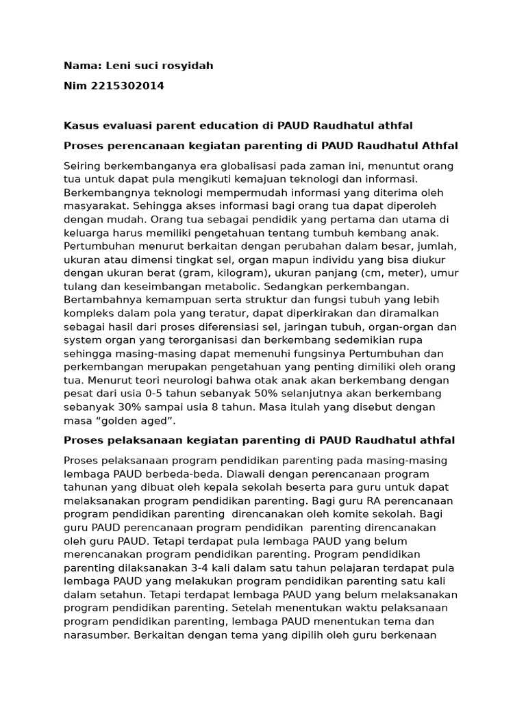 Parenting PAUD | PDF