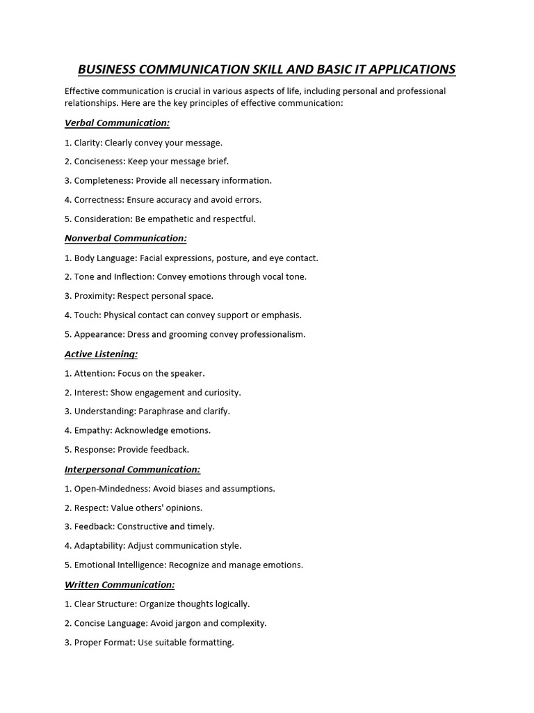 Business Communication Skill and Basic It Applications | PDF ...