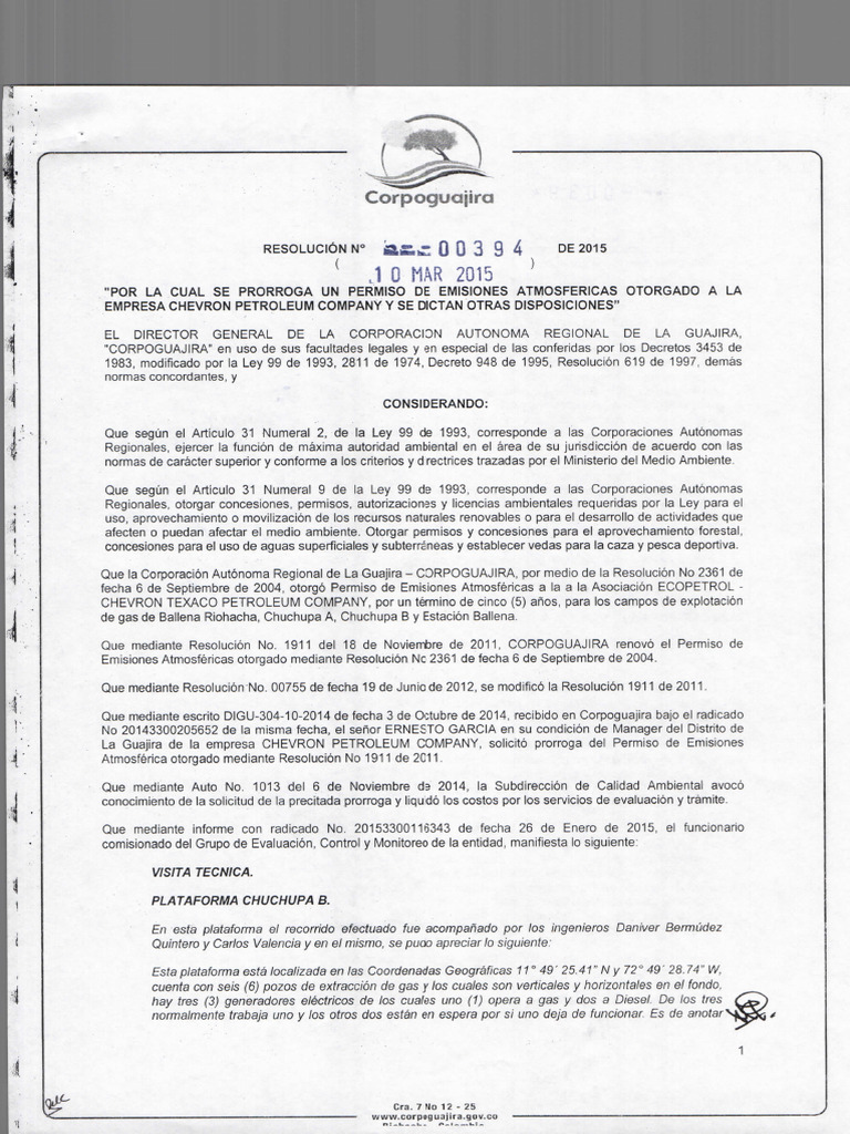 RESOLUCIÓN No. 0394 DEL 10 DE MARZO DE 2015 | PDF