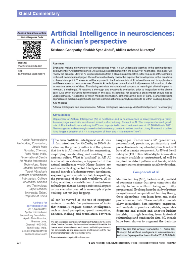 Artificial Intelligence in Neurosciences A.7 | PDF | Artificial Intelligence | Intelligence (AI ...