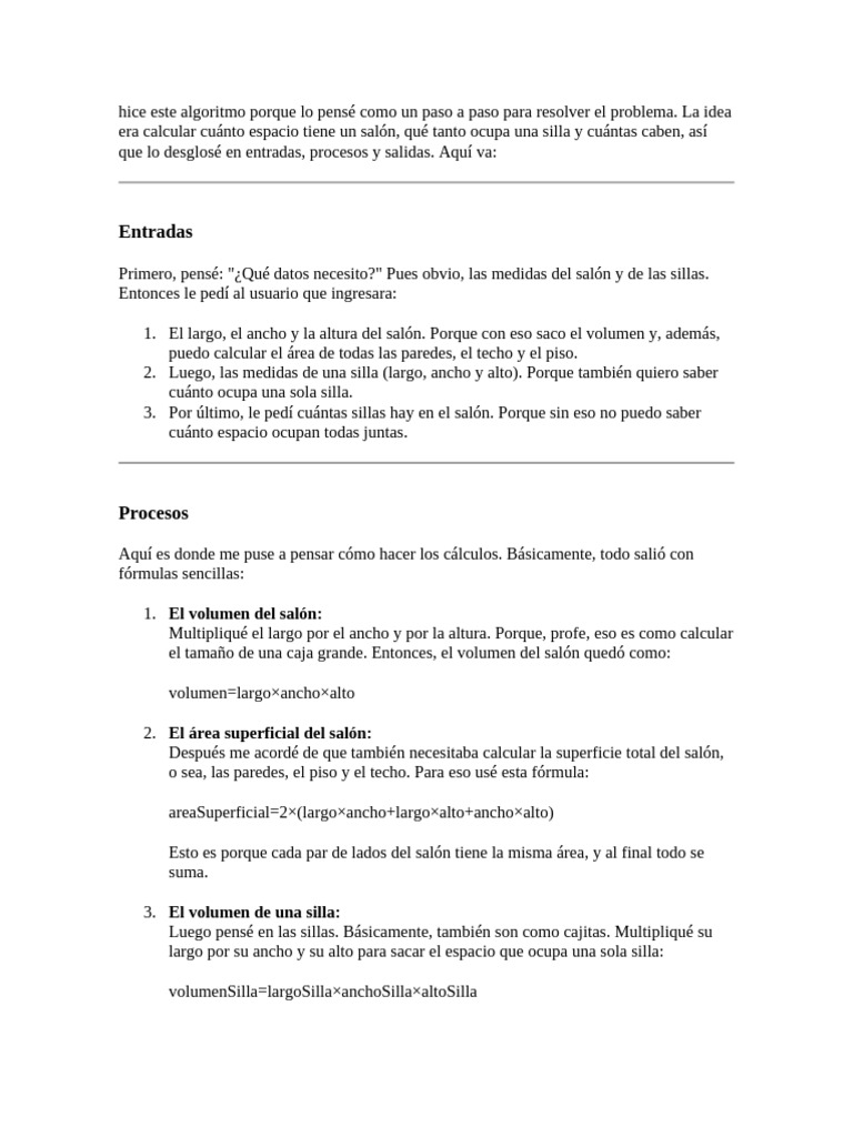 Explicacion Del Algoritmo | PDF | Volumen | Algoritmos