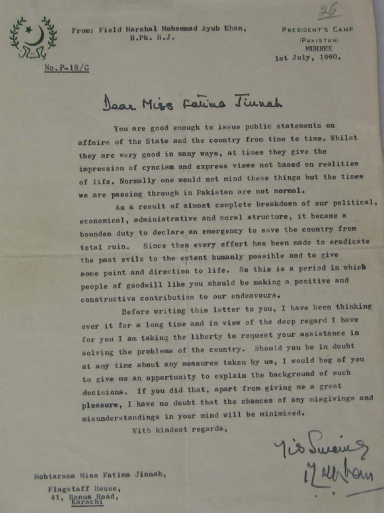 Ayub-Fatima Letters (1960-1961) | PDF