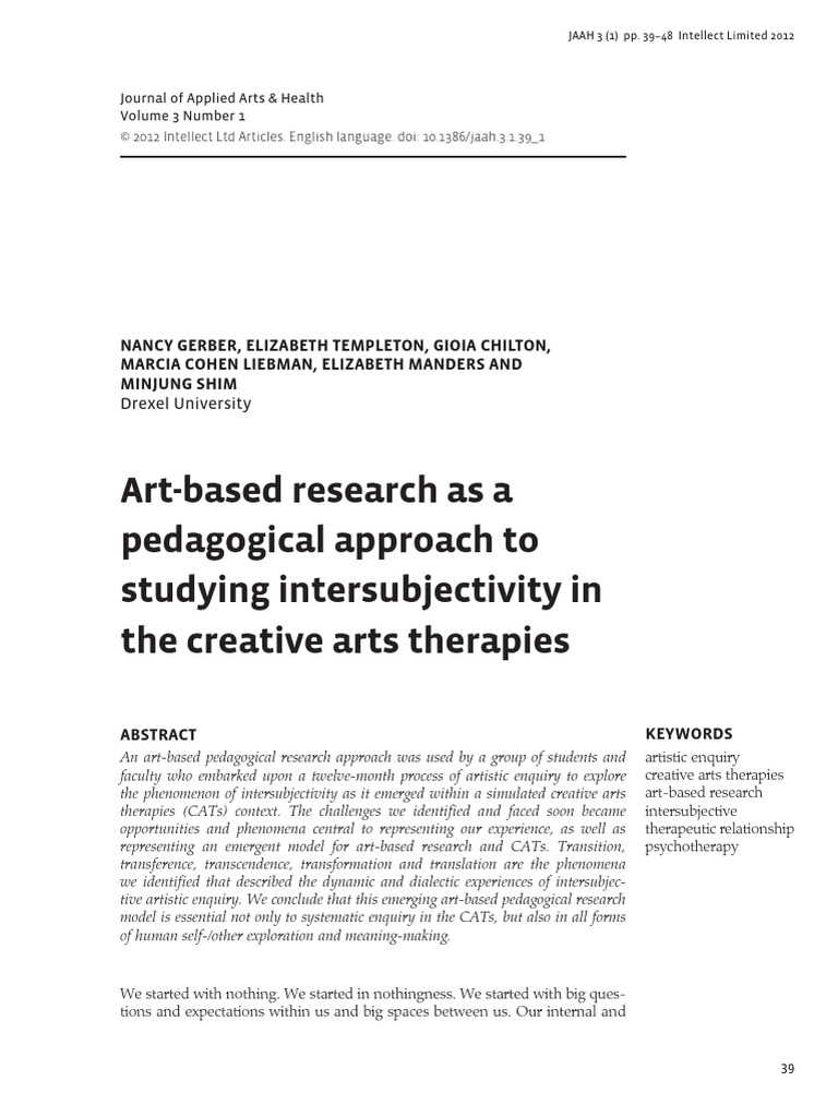 Art-Based Research in Creative Arts Therapies | PDF | Art Therapy ...