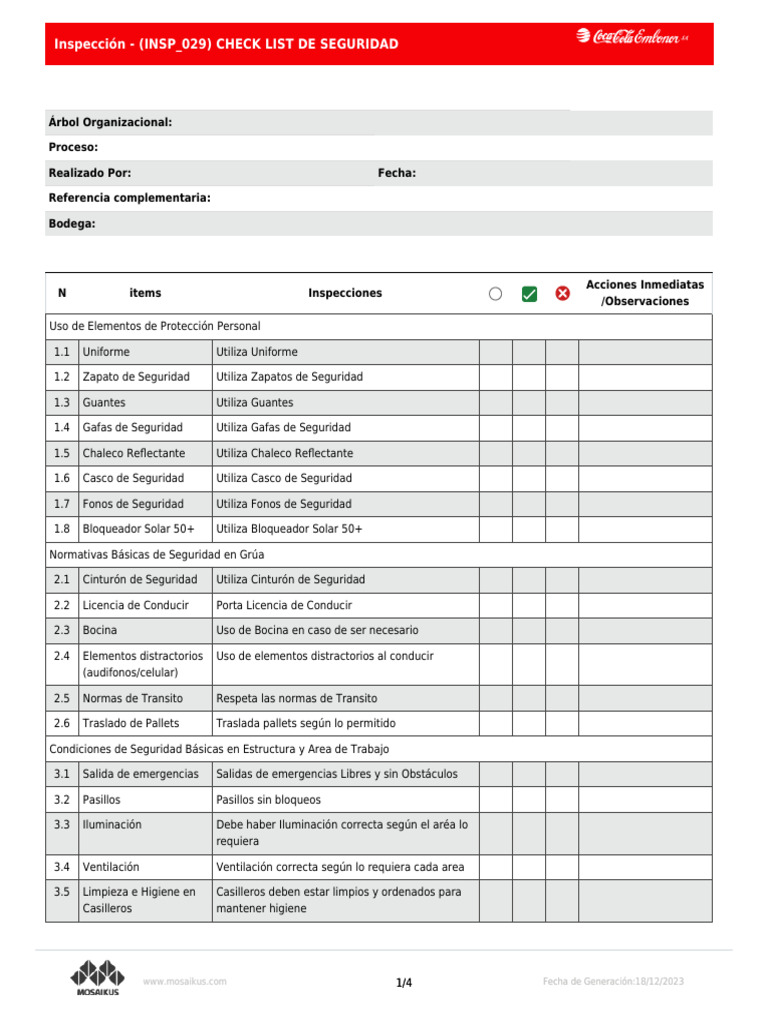 Check List de Seguridad | PDF | Tráfico | Carretera segura