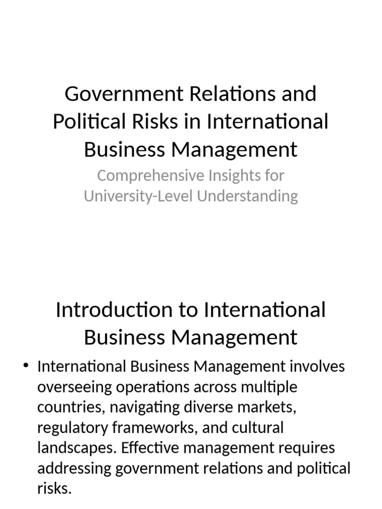 Managing Political Risks in Business | PDF | Risk | Policy