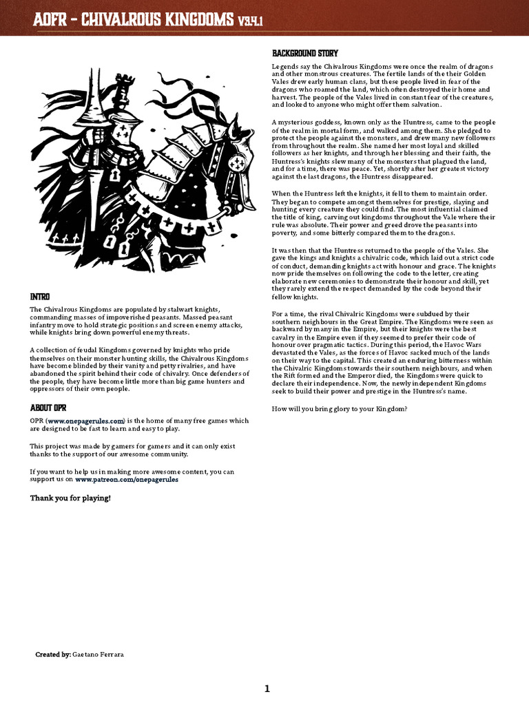 AOFR - Bretonia (Chivalrous Kingdoms) | PDF | Chivalry | Knight