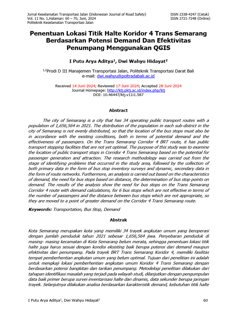 Penentuan Lokasi Titik Halte Koridor 4 Trans Semarang Berdasarkan Potensi Demand Dan Efektivitas ...