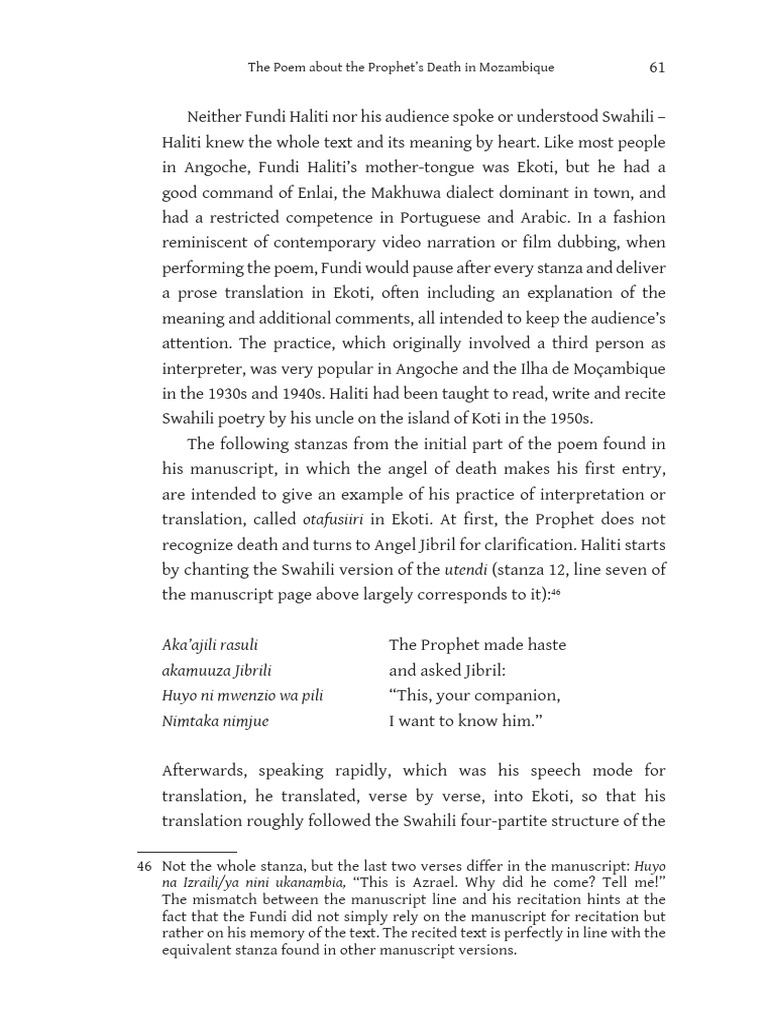 Swahili Poem Translation in Mozambique | PDF