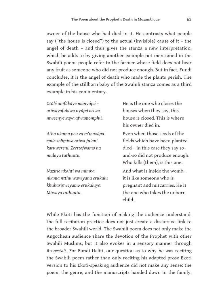 The Poem About The Prophets Death in Moz020 | PDF