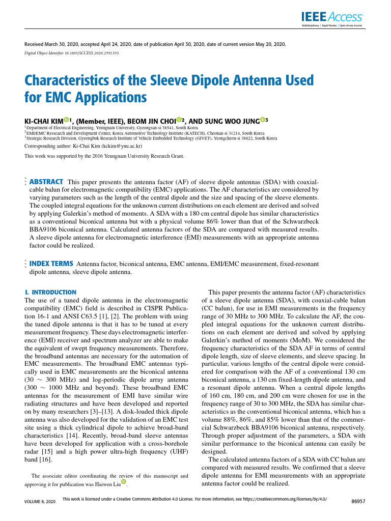 Sleeve Dipole Antenna for EMC Applications | PDF | Antenna (Radio ...