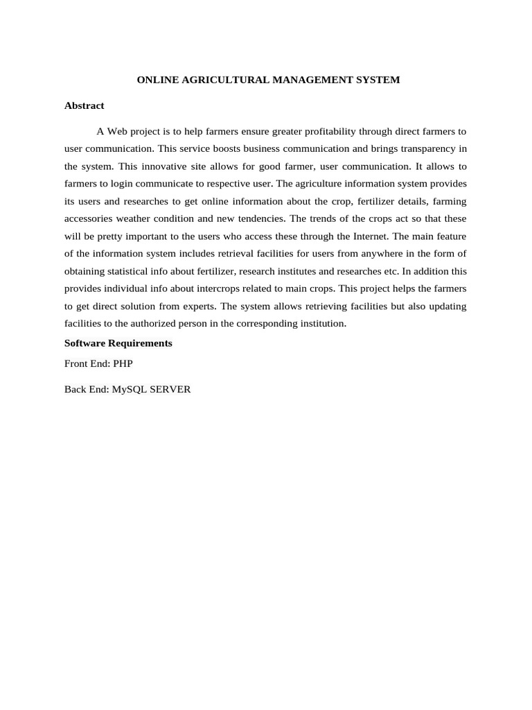 Agriculture Management | PDF | System | Computing