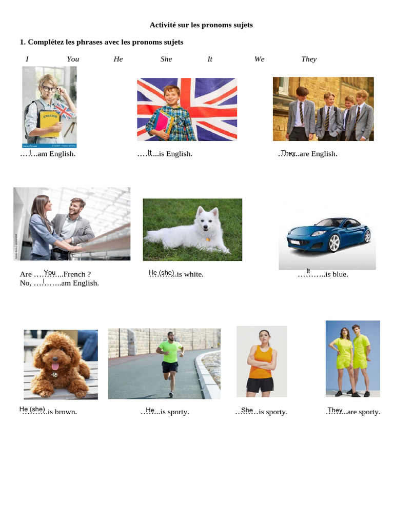 Activité Sur Les Pronoms Sujets | PDF