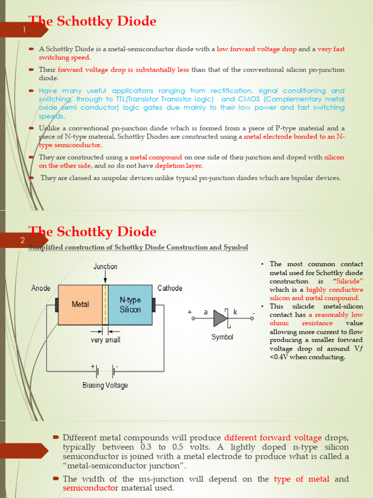 Schottky Diode Overview and Characteristics | PDF | Diode | P–N Junction